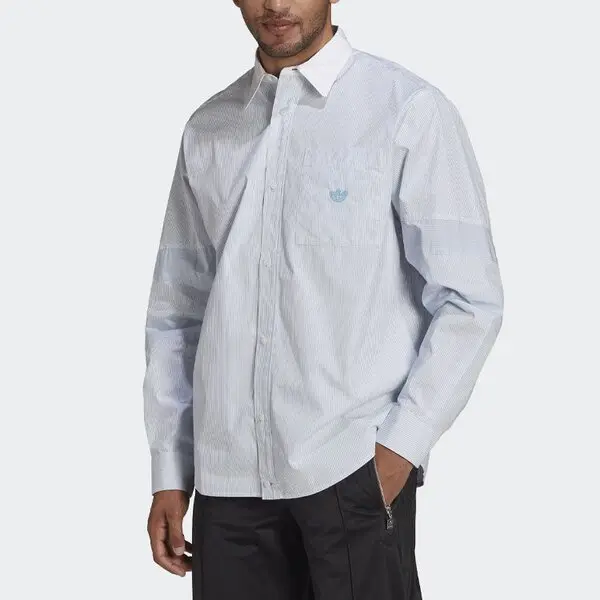 Adidas Originals Casual Sports Long Sleeves Shirt Sky Blue