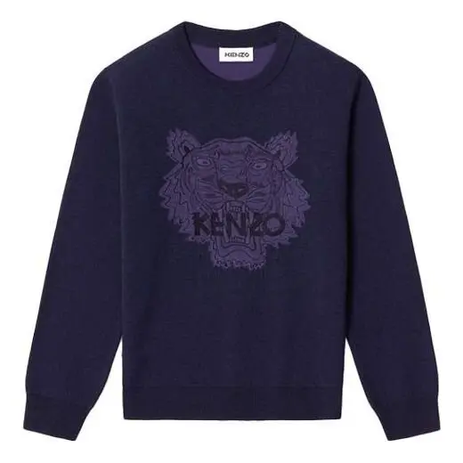Kenzo Tiger Embroidered Long Sleeve Pullover - Blue