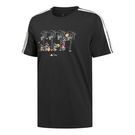 Adidas X Disney Crossover 3s Dsny Bb T Mickey Printing Stripe Sports Short Sleeve - Black