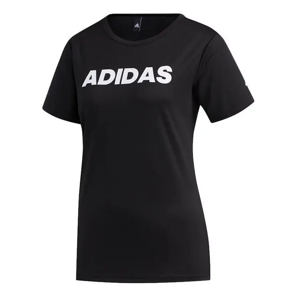 Adidas Short Sleeve T-shirt With Contrasting Alphabet Print - Black