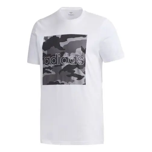 Adidas Sports Camouflage Pattern Round Neck Short Sleeve - White