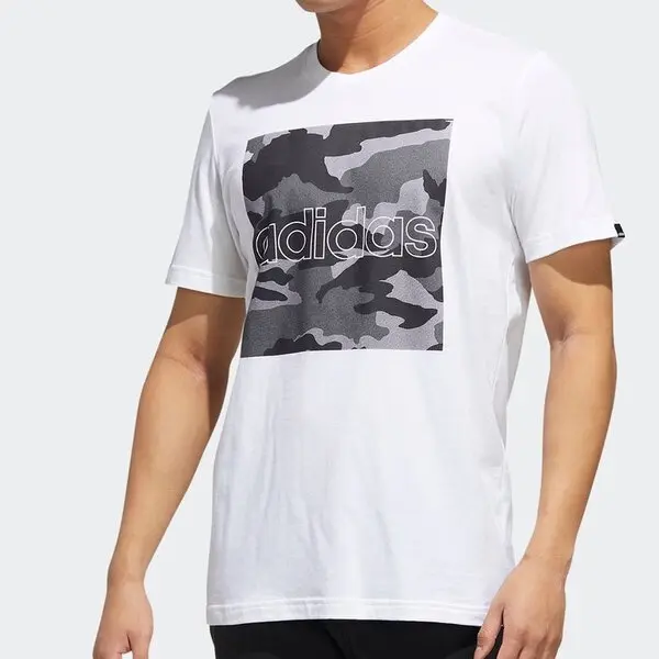 Adidas Sports Camouflage Pattern Round Neck Short Sleeve