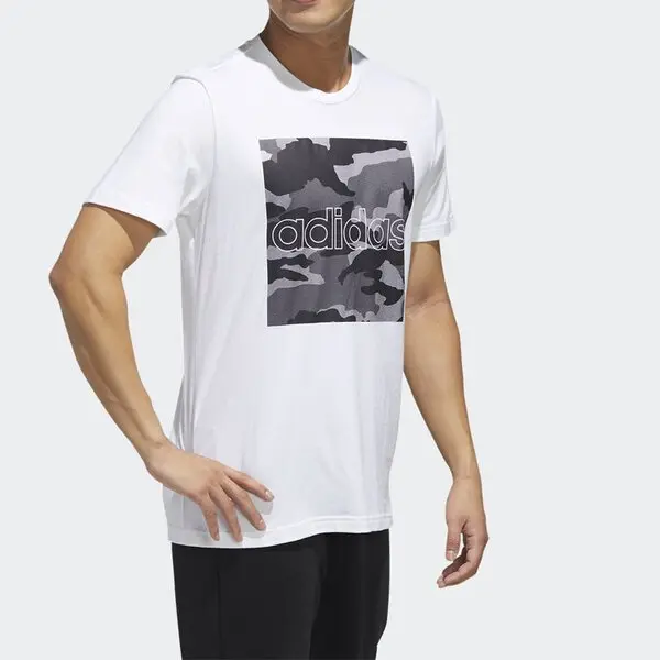 Adidas Sports Camouflage Pattern Round Neck Short Sleeve