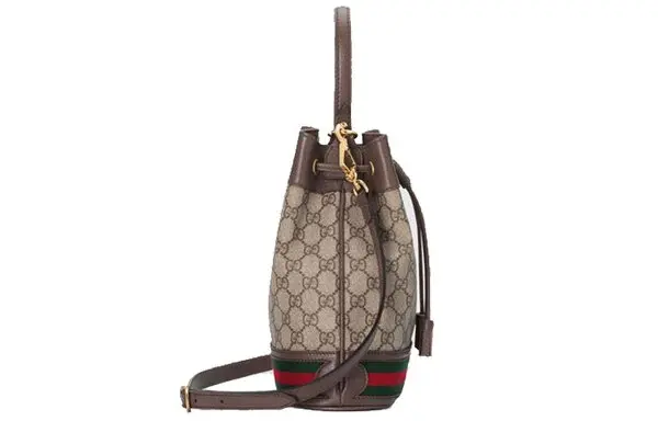 Gucci Ophidia Logo Stripe Webbing Canvas Drawstring Handbag - Creamy