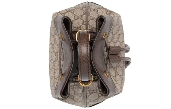 Gucci Ophidia Logo Stripe Webbing Canvas Drawstring Handbag - Creamy