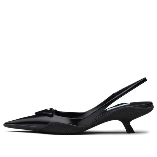 Prada Sling-back Pumps In Brushed Leather - Black