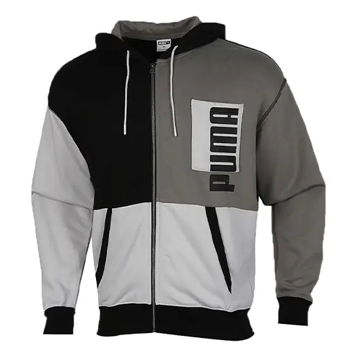 PUMA Colorblock Logo Hooded Jacket - Grey