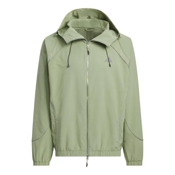 Adidas Woven Logo Hooded Jacket - Green