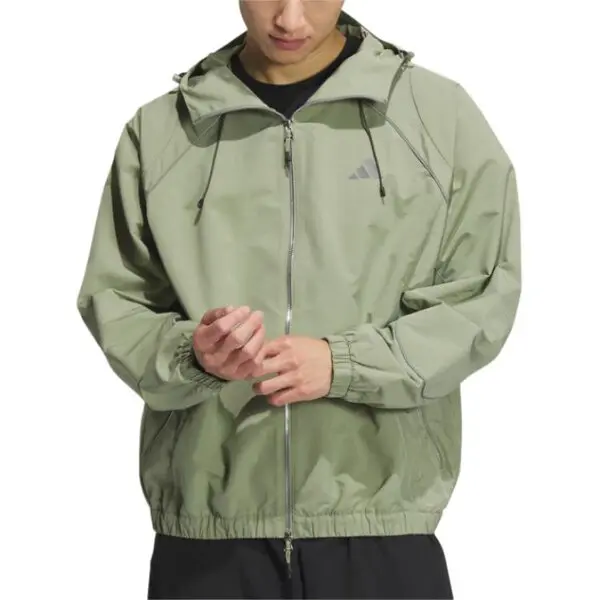 Adidas Woven Logo Hooded Jacket - Green