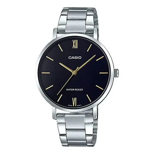 Casio Analog Quartz Watch With Silver Tone Stainless Steel Bracelet - Black