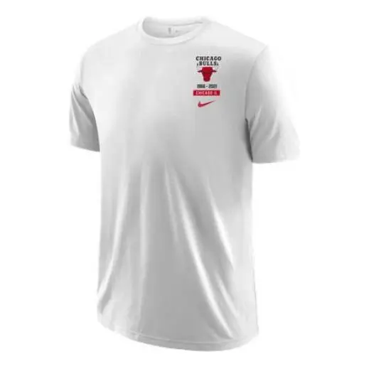 Nike Chicago Bulls Printing Logo Loose Round Neck Pullover Short Sleeve White T-shirt - Default Color