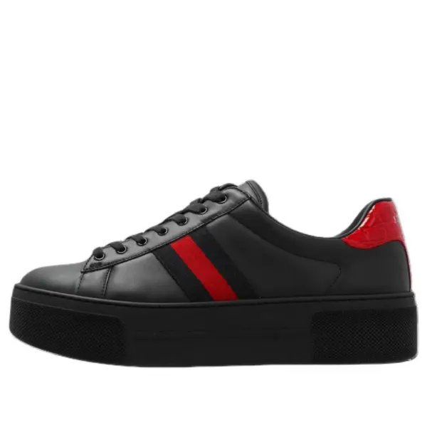 Gucci Ace Leather Platform Sneakers - Black