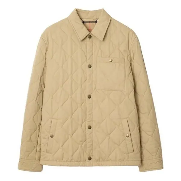Burberry Long Sleeve Quilted Gabardine Jacket - Beige