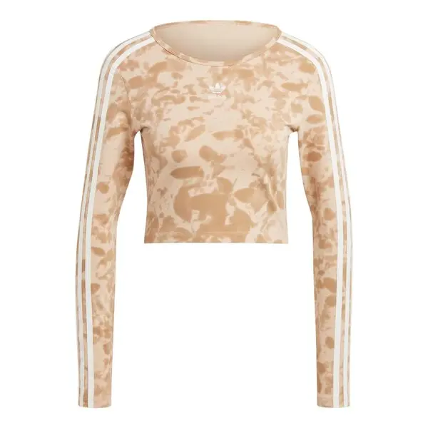 Adidas 3-stripes Cropped Long Sleeve Top - Magic Beige/cardboard