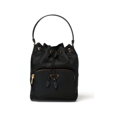 Prada Re-nylon Bucket Bag - Black/gold