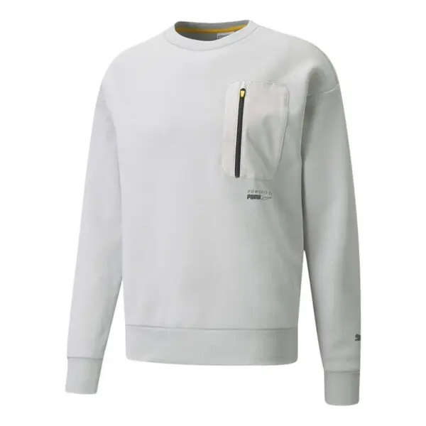 PUMA Protec.t Crew Chest Zipper Pocket Pullover Round Neck Sports Light - Grey