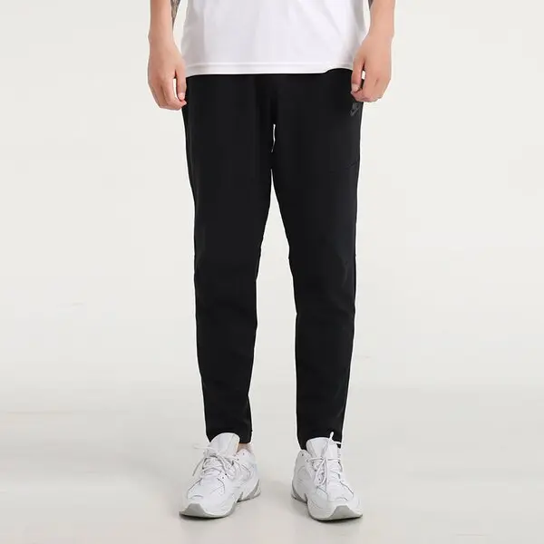 Nike Logo Casual Knit Drawstring Sports Long Pants - Black