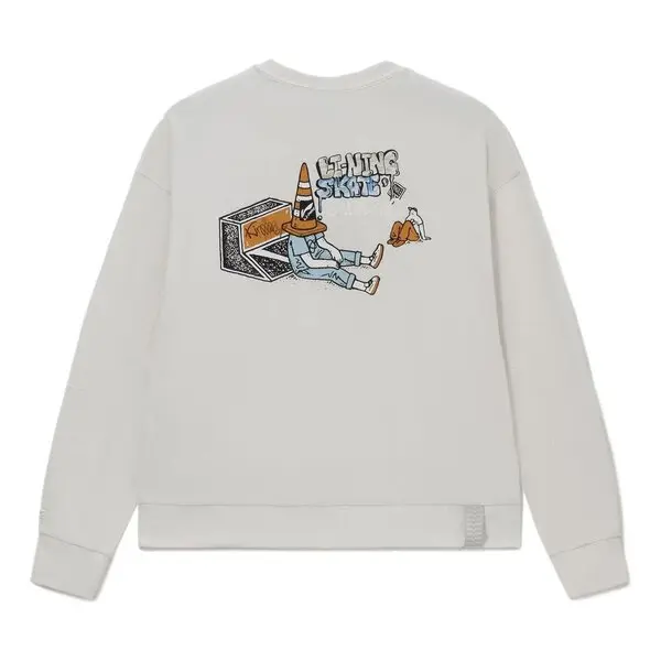 LI-NING Skateboard Series Pullover With Cartoon Print - Creamy White/blue/orange