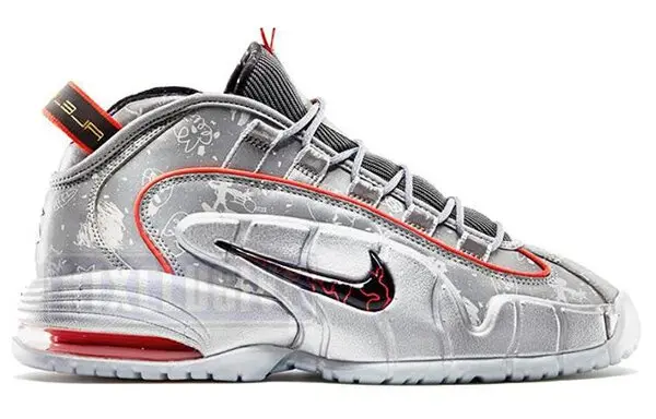 Nike Max Penny Db 'doernbecher' High Top Sneakers - Silver/dark Red