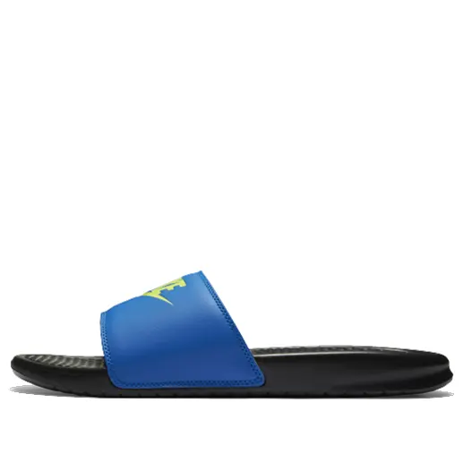 Nike Benassi Jdi Mismatch Slides - Black/volt-blue Spark