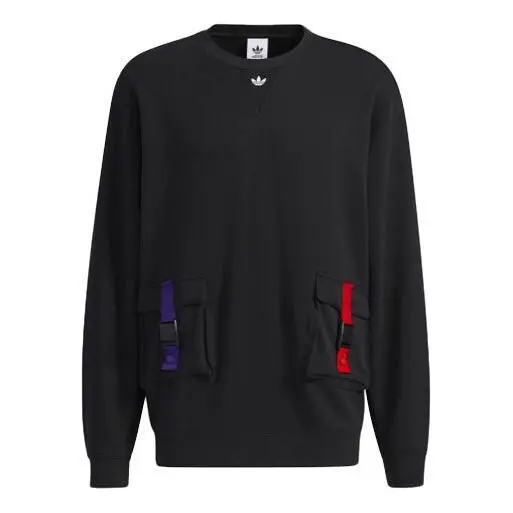 Adidas Crewneck Pullover With Pocket Detailing - Black