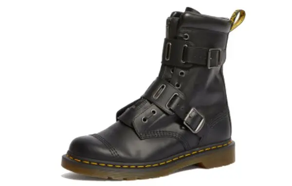 Dr. Martens Quynn Smooth Leather Buckle Lace Up Boots