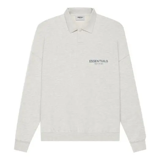 Fear Of God Ss21 Long Sleeve French Terry Polo Shirt 'light Heather Oatmeal - Grey/beige