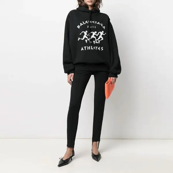 Balenciaga Logo Printed Hoodie - Black