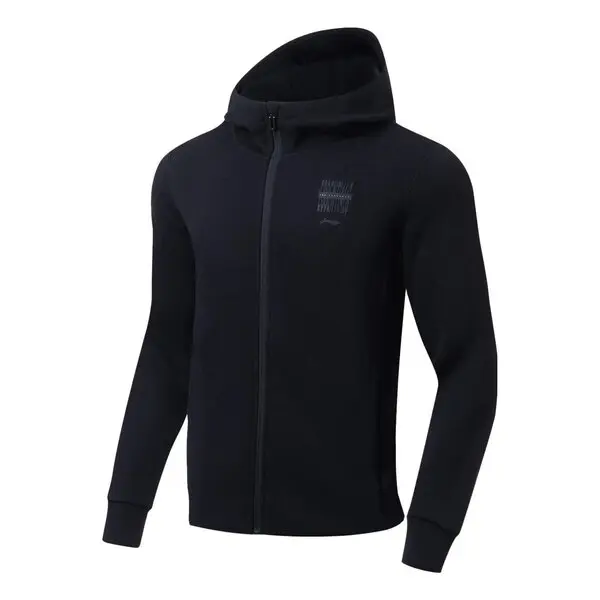 LI-NING Logo Zip-up Hooded Jacket - Black