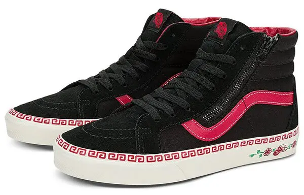VANS Sk8-hi High Top Zip Sneakers - Black/red