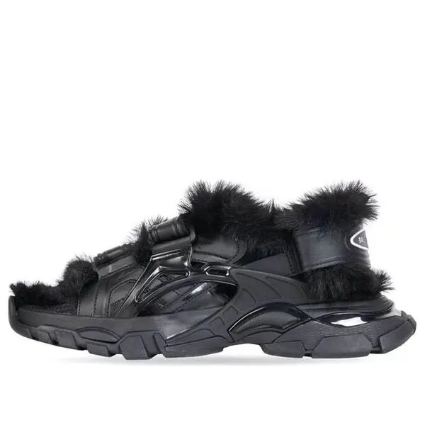 Balenciaga Track Sandals With Fake Fur