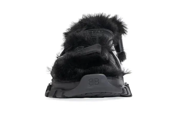 Balenciaga Track Sandals With Fake Fur
