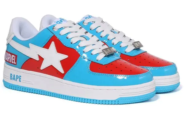 A BATHING APE X Marvel Sta 'captain America' Sneakers - White/blue/red