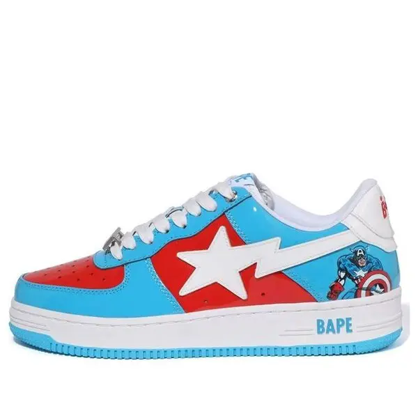 A BATHING APE X Marvel Sta 'captain America' Sneakers - White/blue/red