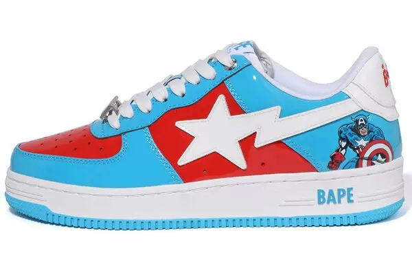 A BATHING APE X Marvel Sta 'captain America' Sneakers - White/blue/red