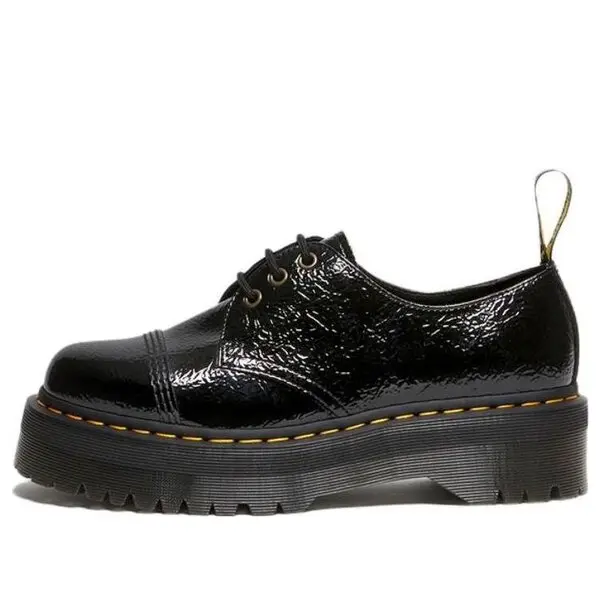 Dr. Martens 1461 Distressed Patent Leather Platform Shoes - Black
