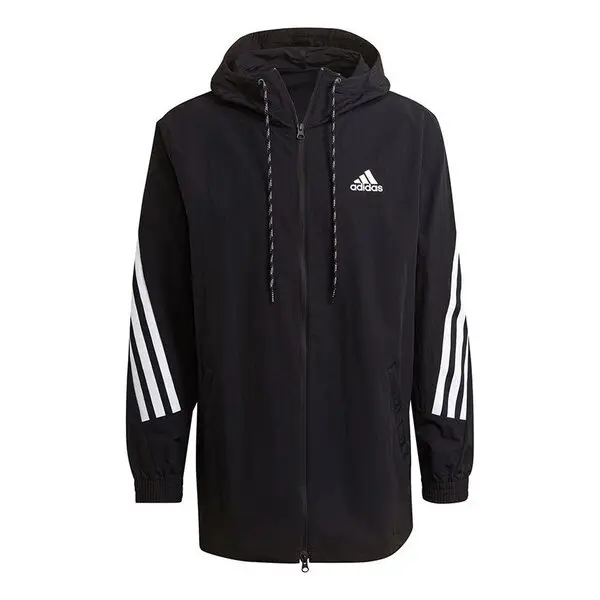 Adidas Sporty Stripes Hooded Track Jacket - Black