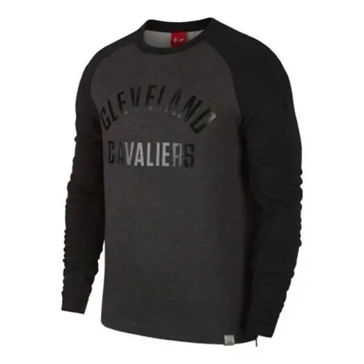 Nike Sports Casual Letter Printed Crew Neck Long Sleeve Cleveland Shirt - Black