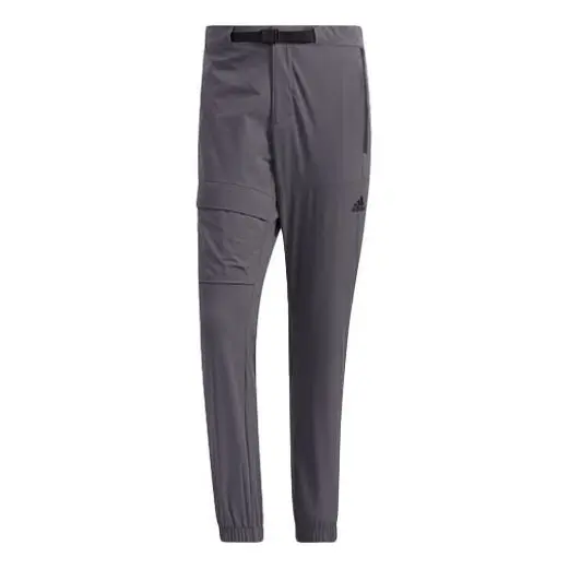Adidas Belted Cargo Jogger Pants - Light Gray