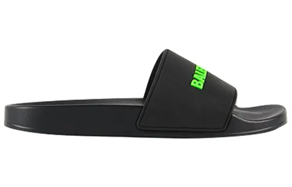 Balenciaga Logo Pool Slides - Black