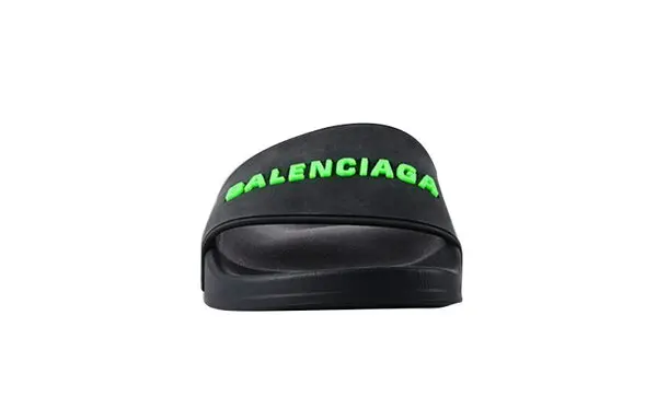 Balenciaga Logo Pool Slides - Black
