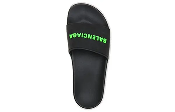 Balenciaga Logo Pool Slides - Black