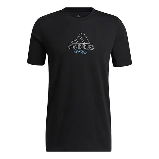 Adidas Alphabet Logo Printing Casual Sports Short Sleeve Black T-shirt - Default Color