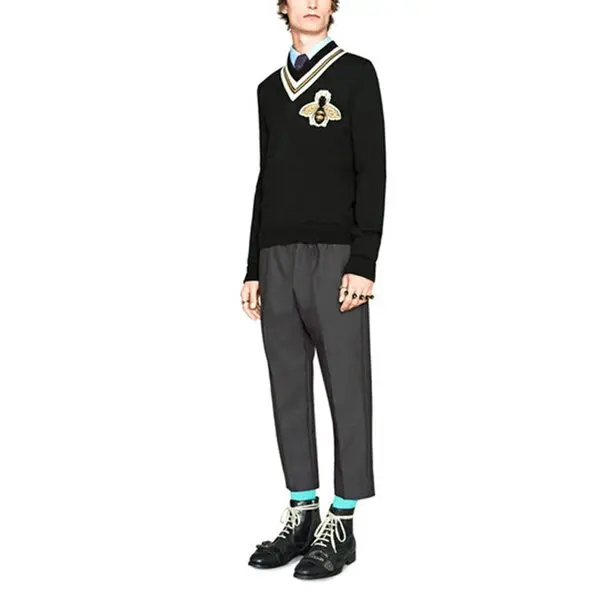 Gucci Embroidered V-neck Sweater