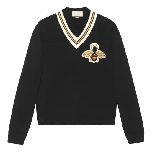 Gucci Embroidered V-neck Sweater