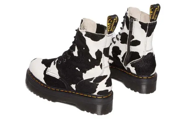 Dr. Martens Jadon Hair-on Platform Boots - Black/white