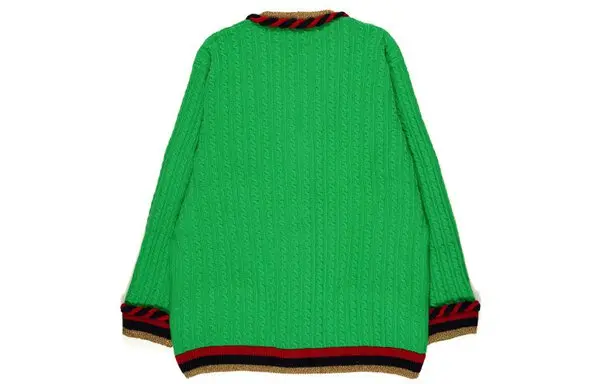 Gucci Stripe Splicing Loose Knit Cardigan