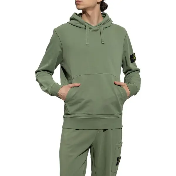 Stone Island Compass Motif Detail Hoodie - Green