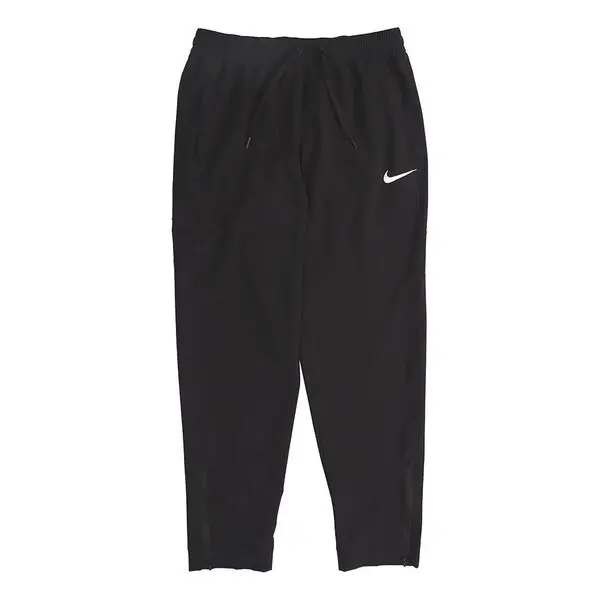 Nike Logo Pattern Solid Color Casual Sports Long Pants - Black