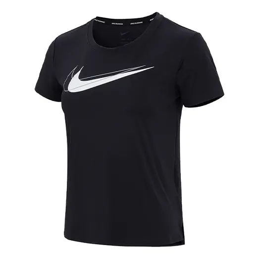 Nike Dri-fit Swoosh Running Top Short Sleeve - Black